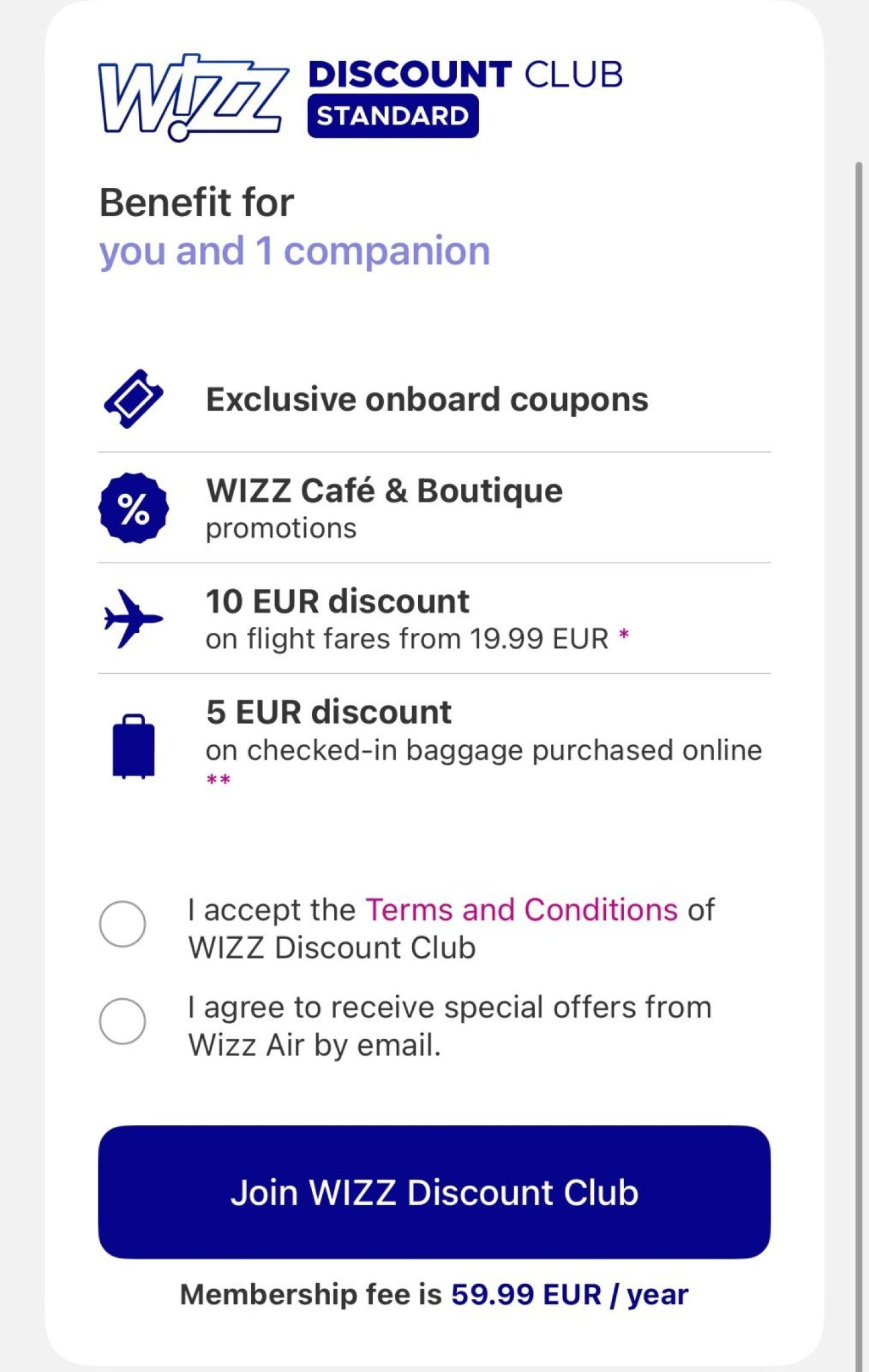 Wizz Air detalles del programa de fidelización