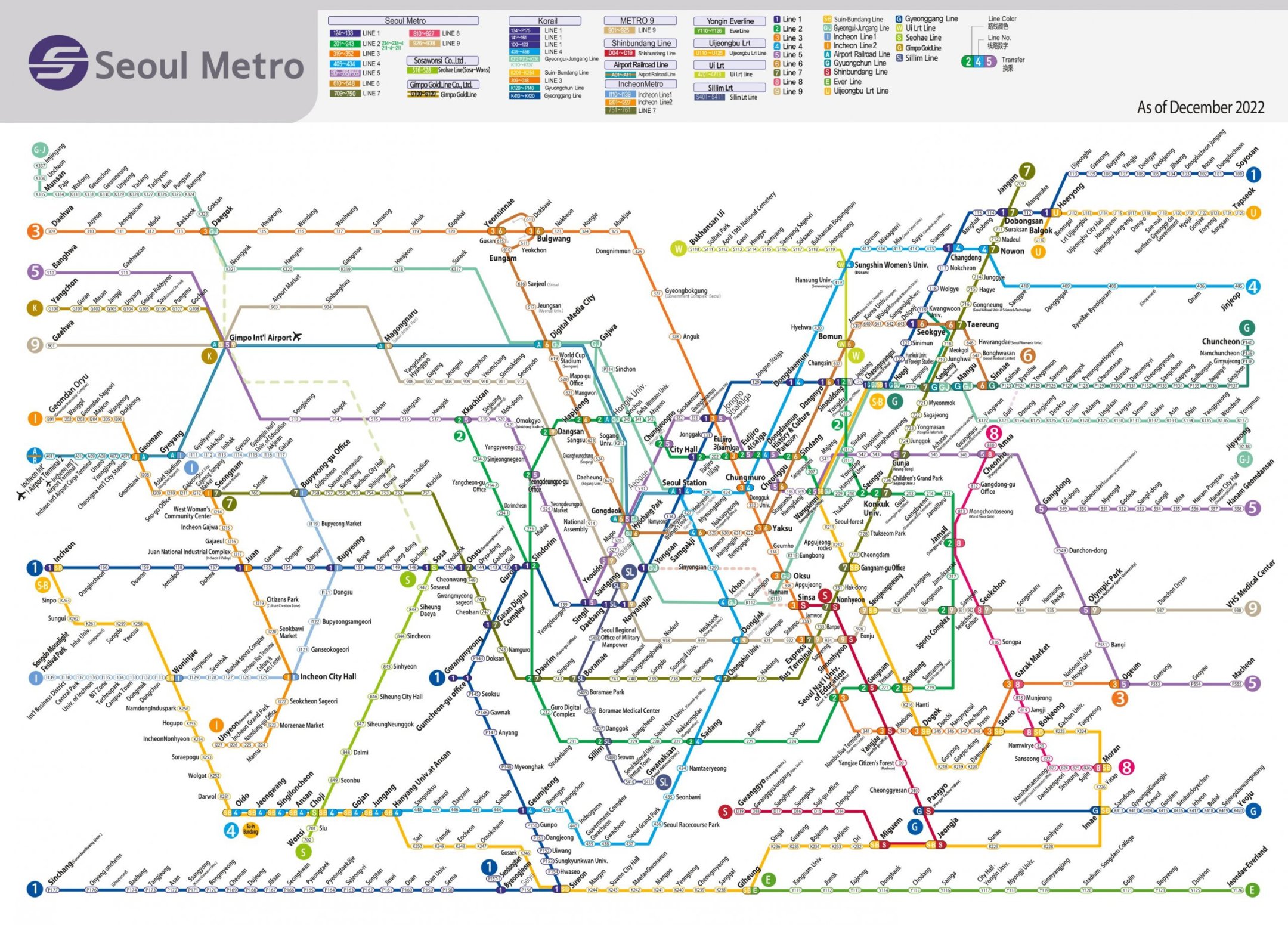 Metro de Seúl - mapa de rutas, billetes y tarifas