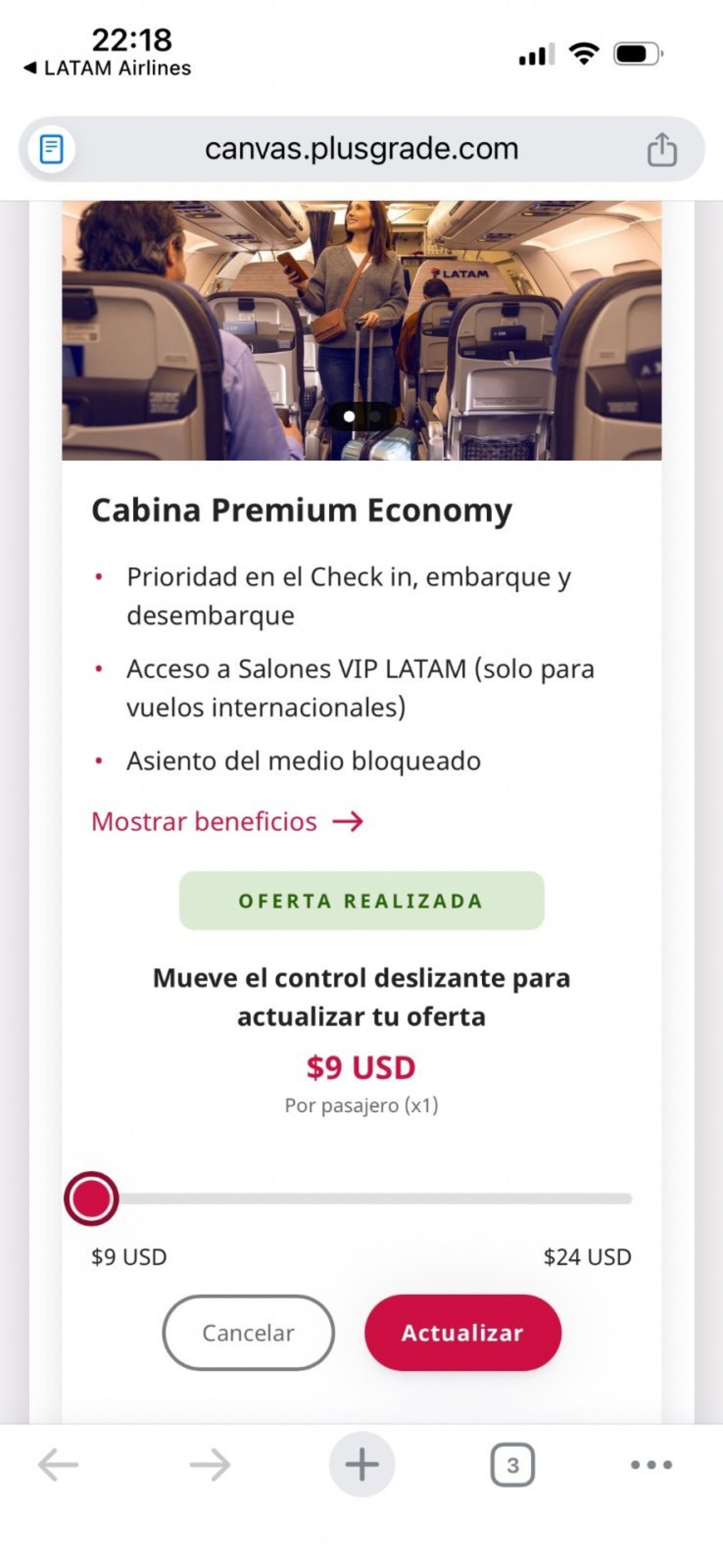 LATAM Airlines franquicia de equipaje (de mano y facturado)